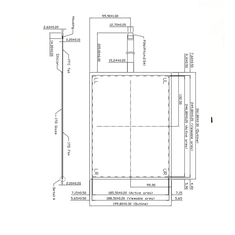 GP-121F-5M-NB09B 12.1inch five wire resistive touch screen - GTOUCH 5 ...