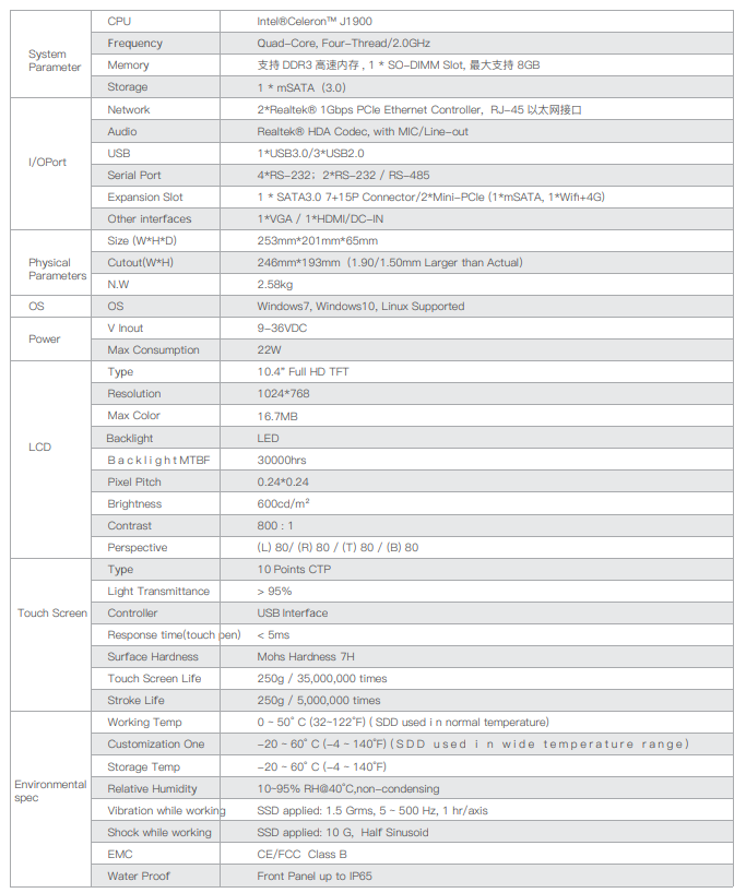 IPA104-A-TC 10.4"Ultra-thin Full Aluminum Fanless Industrial Panel PC ...